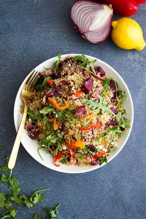 Roasted Vegetable Quinoa Salad With Tahini Dressing Edwina Clark