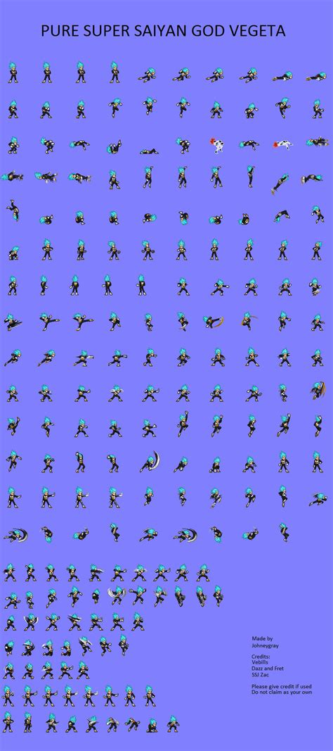 Pure Super Saiyan God Vegeta Sprite Sheet By Johneygray On Deviantart