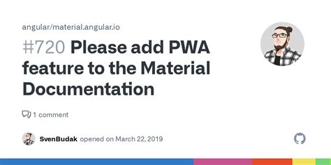 Please Add Pwa Feature To The Material Documentation Issue Angular Material Angular Io
