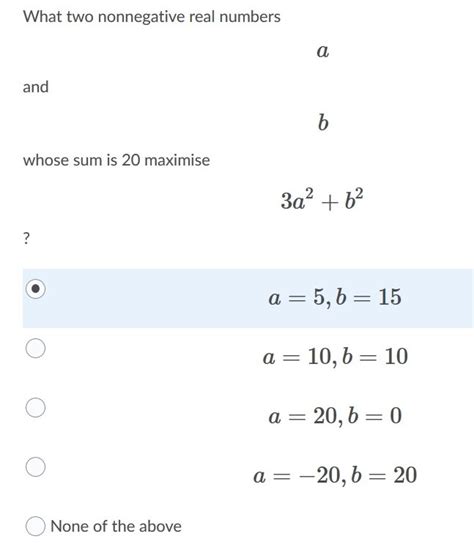 Solved What Two Nonnegative Real Numbers A And B Whose Sum
