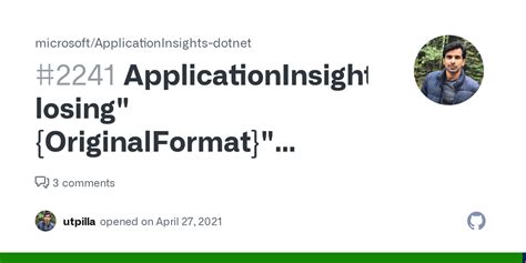 ApplicationInsightsLogger Losing OriginalFormat Information Of Outer