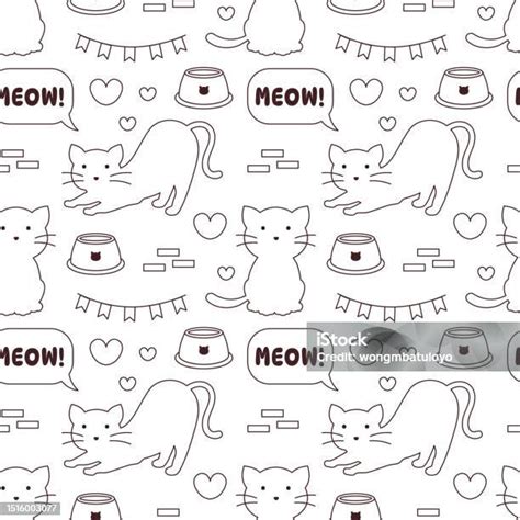 Kucing Hewan Desain Pola Mulus Dengan Elemen Kucing Dalam Template