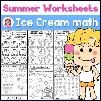 Summer Ice Cream Counting Worksheets Math Addition Tpt