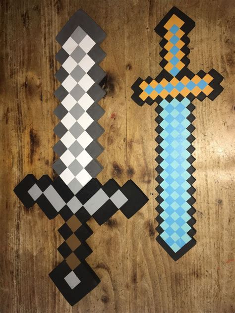 Crossed Diamond Swords Pixel Art