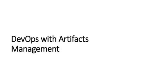 Artifacts Management With Devops