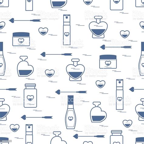 당신의 신체와 머리의 관리에 대 한 다양 한 액세서리와 함께 귀여운 원활한 패턴 헤어 스프레이 및 다른 심장 크림 모양에서 향수