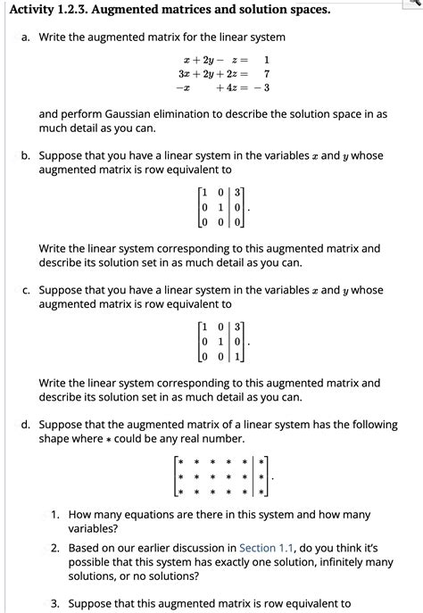 Activity 123 ﻿augmented Matrices And Solution
