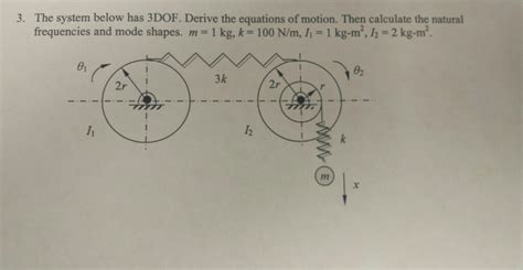 3 The System Below Has 3dof Derive The Equations Of