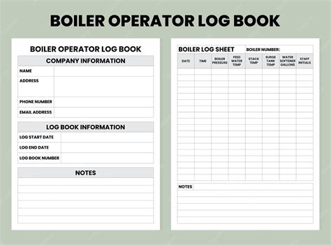 premium vector boiler operator log book for kdp interior