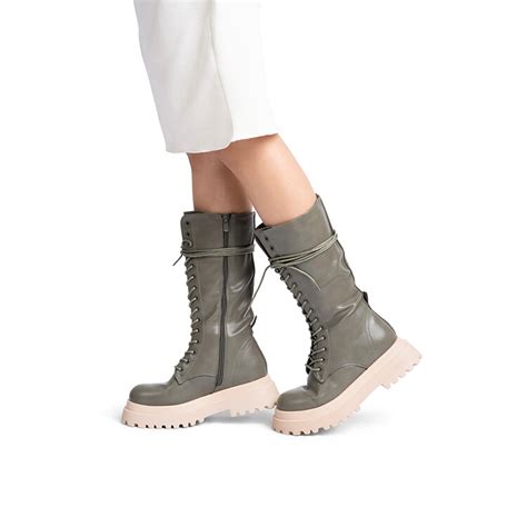 Bocanci Dama Din Piele Ecologica Cu Sireturi Decorative Verzi Masika Sofiastore Ro