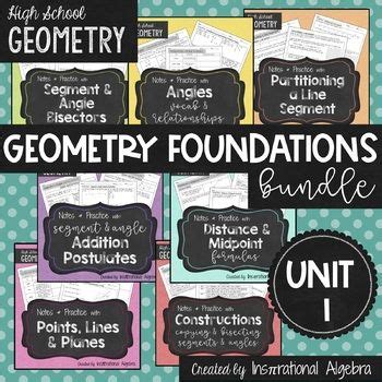 Geometry Foundations Unit 1 Guided Notes Practice BUNDLE Teaching Geometry Geometry