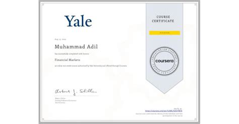 muhammad adil on linkedin completion certificate for financial markets