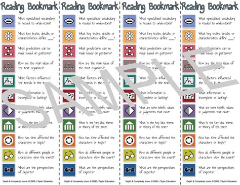 Reading Bookmark Grades 2 6 The Center For Depth And Complexity