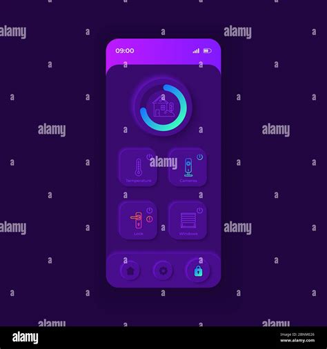 Automated Home Application Smartphone Interface Vector Template Mobile App Page Dark Design
