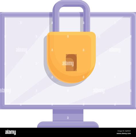 Lock Monitor Data Icon Cartoon Vector Secure Privacy Online Private Stock Vector Image Art