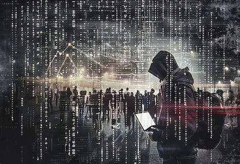 Premium Photo Photo Portrait Of Hacker Background With Gloves And Laptop