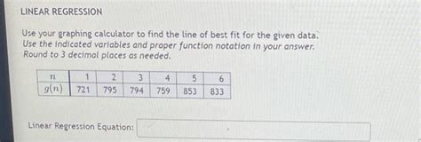 solved linear regression use your graphing calculator to