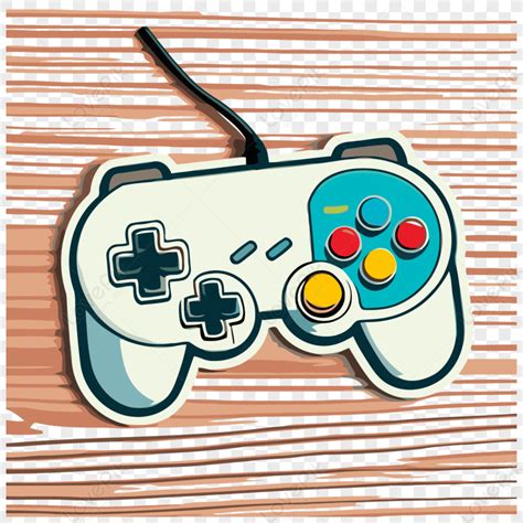 나무 테이블에 있는 비디오 게임 일러스트 컨트롤러 스티커 벡터상표 Png 일러스트 무료 다운로드 Lovepik