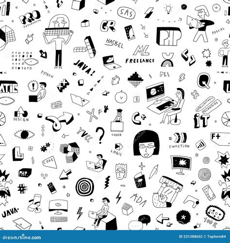Programming Computer Technology Seamless Vector Background Design Element Stock Vector