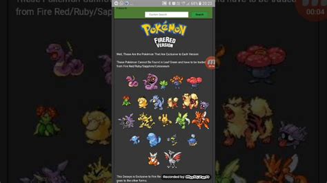 Pokemon Exclusive To Firered And Leafgreen Youtube
