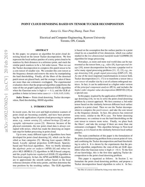 Point Cloud Denoising Based On Tensor Tucker Decomposition Deepai