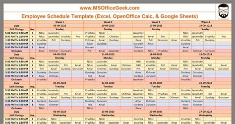 Ready To Use Employee Shift Rotation Schedule Template Msofficegeek