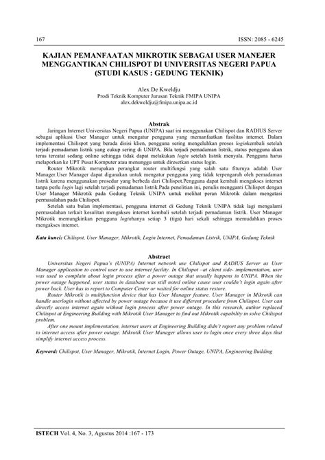 Pdf Kajian Pemanfaatan Mikrotik Sebagai User Manejer Menggantikan Chilispot Di Universitas