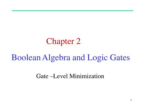 Lecture Notes Lecture Chapter Boolean Algebra And Logic Gates Chapter Boolean