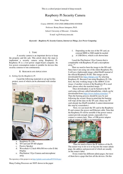 PDF Raspberry Pi Security Camera