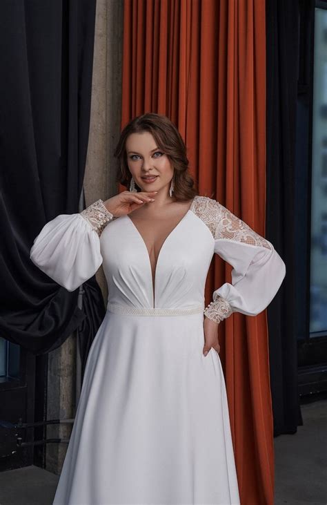 Plus Size Boho Wedding Dress Long Sleeves Wedding Dress Lace Sleeves Plus Size Bohemian Wedding