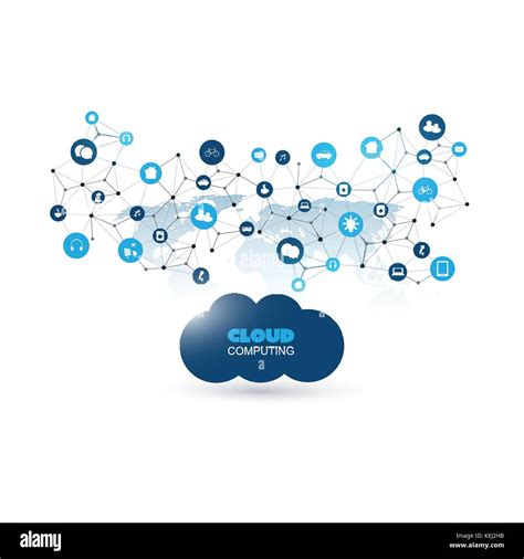 Cloud Computing Design Concept With Icons Digital Network Connections Technology Background