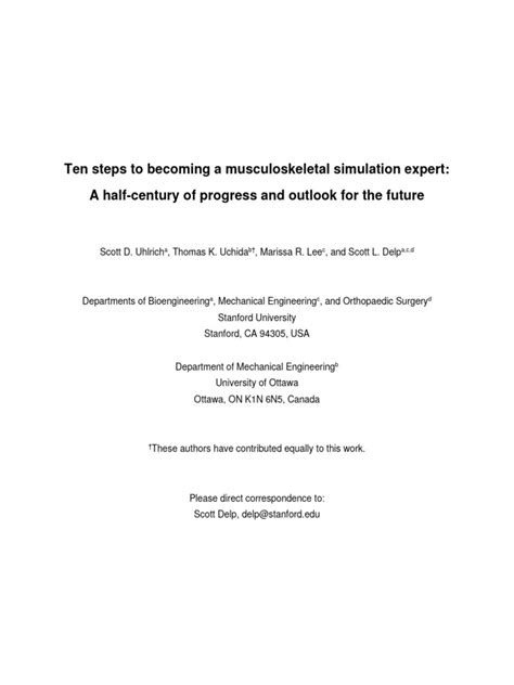Ten Steps To Becoming A Musculoskeletal Simulation Expert Pdf