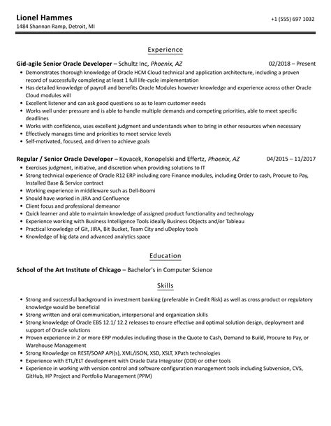 Senior Oracle Developer Resume Samples Velvet Jobs
