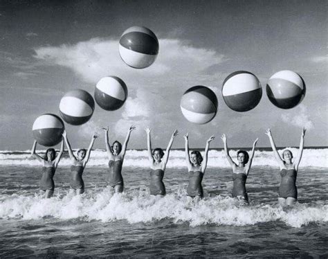 Black And White Beach Ball Vintage Summer Beach Photo Ladies On The