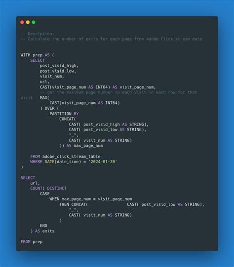 Sql Query For Exits On Adobe Analytics Click Stream Data Marquinsmith