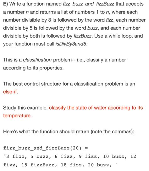 Solved E Write A Function Named Fizzbuzzandfizzbuzz That