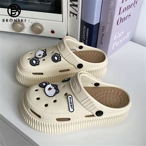 Bronski Korean Sandals For Women Clogs Cute Button Slippers For Women