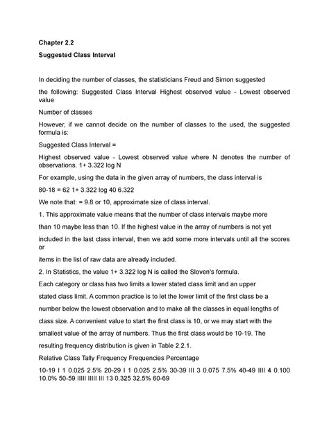 Suggested Class Interval Chapter 2 Suggested Class Interval In