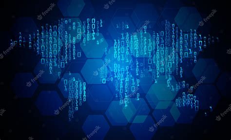 premium vector blue world binary cyber concept background