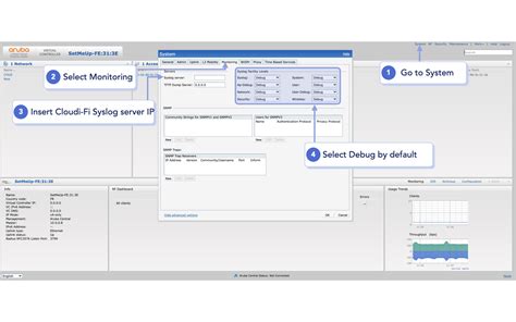aruba external syslog server configuration cloudi fi knowledge base