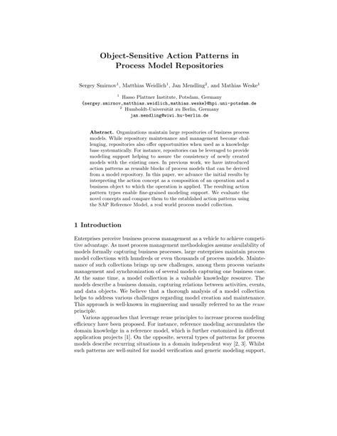 Pdf Object Sensitive Action Patterns In Process Model Repositories
