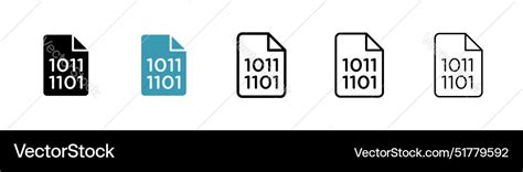 File Binary Line Icon Set Royalty Free Vector Image