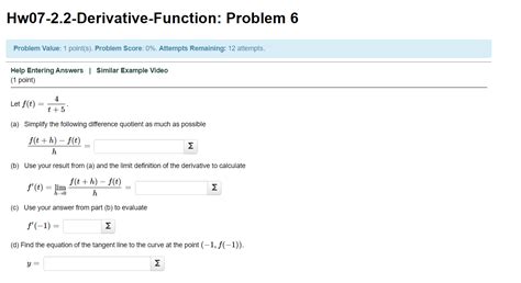 Solved Hw07 22 Derivative Function Problem 6 Problem