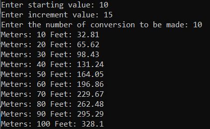 A Write A C Program To Convert Meters To Feet The Progra Quizlet