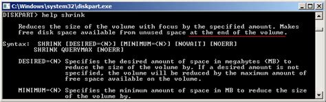 Windows Server 2008 Diskpart Command To Shrink Partition Volume