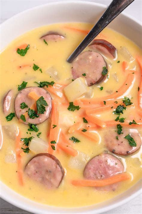 Cheesy Kielbasa Potato Soup 7 Ingredients 20 Minutes • Zona Cooks