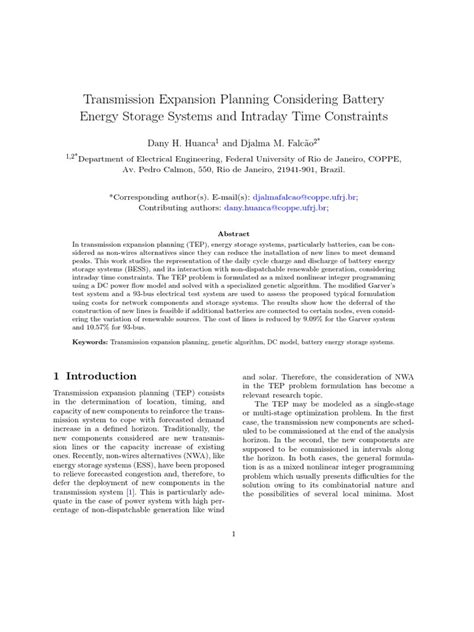 Transmission Expansion Planning Springer Nature Latex Template Pdf Mathematical Optimization