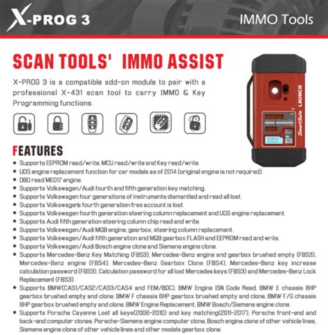 launch™ x prog 3 key immo and gearbox programming module launch