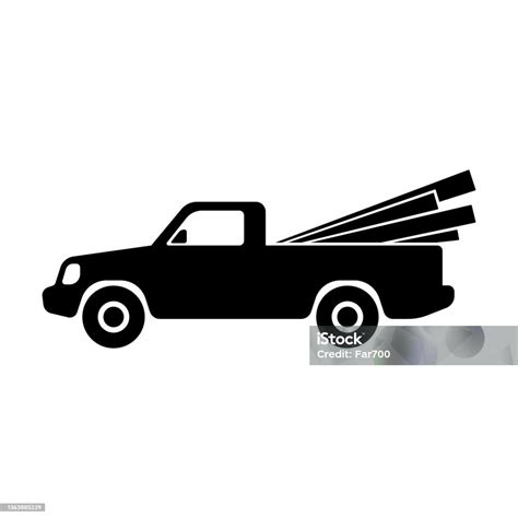 픽업 트럭 아이콘 블랙 실루엣 측면 보기입니다 벡터 간단한 평면 그래픽 그림 흰색 배경의 격리된 개체입니다 격리 픽업 트럭에 대한 스톡 벡터 아트 및 기타 이미지 Istock