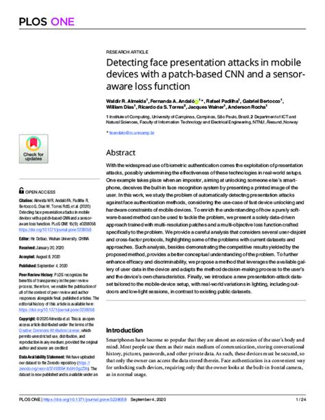 Pdf Detecting Face Presentation Attacks In Mobile Devices With A Patch Based Cnn And A Sensor